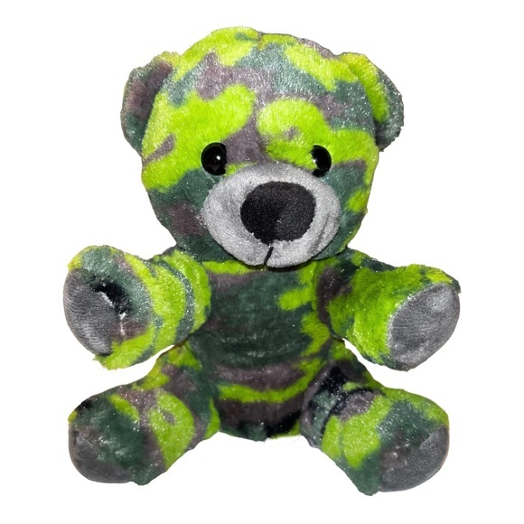 Toys | The Bear Factory Plush Camo Bear Hard Black Eyes Sits Stuffed ...